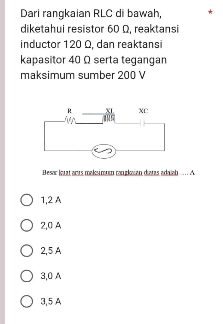 Dari rangkaian RLC di bawah diketahui | StudyX