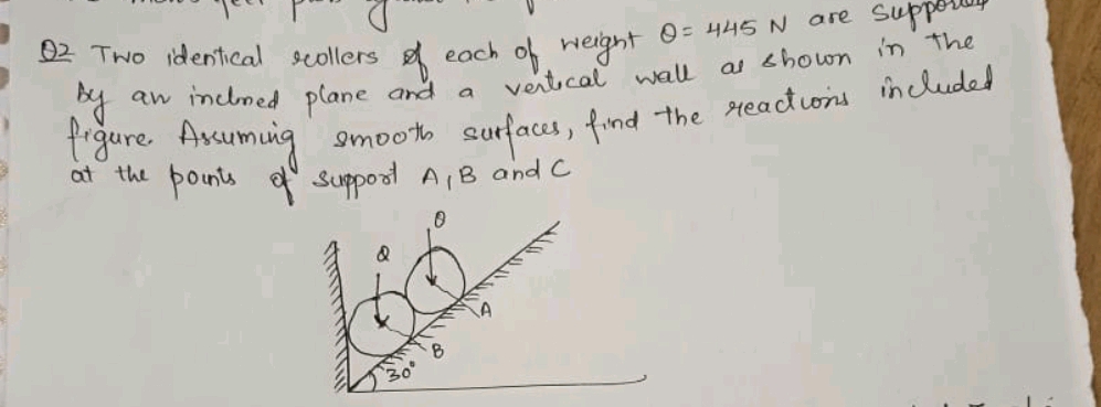 02 Two identical rollers each of weight W = | StudyX