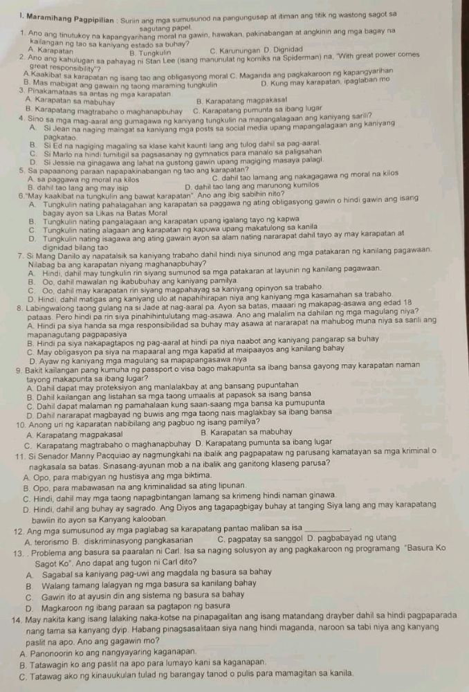 1 Maramihang Pagpipilian Surin ang mga | StudyX