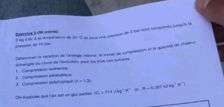 Exercice 3 (06 points) 3 kg dair la | StudyX