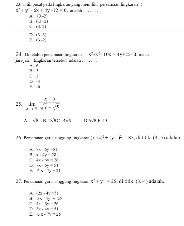 23 Titik pusat pada lingkaran yang memiliki | StudyX