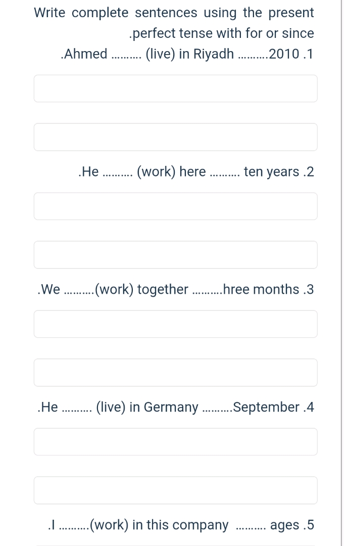 Write complete sentences using the present | StudyX