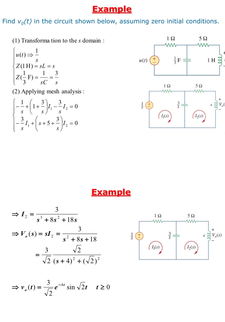 ExampleFind vo(t) in the circuit shown below | StudyX