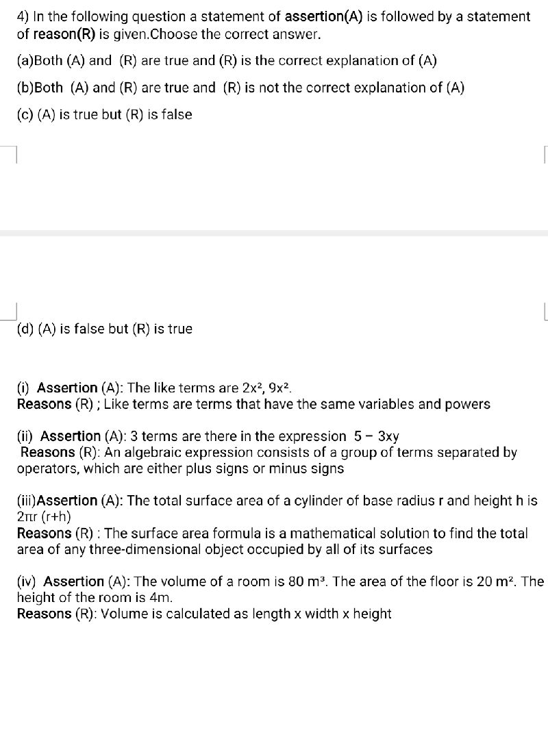 4) In the following question a statement of | StudyX