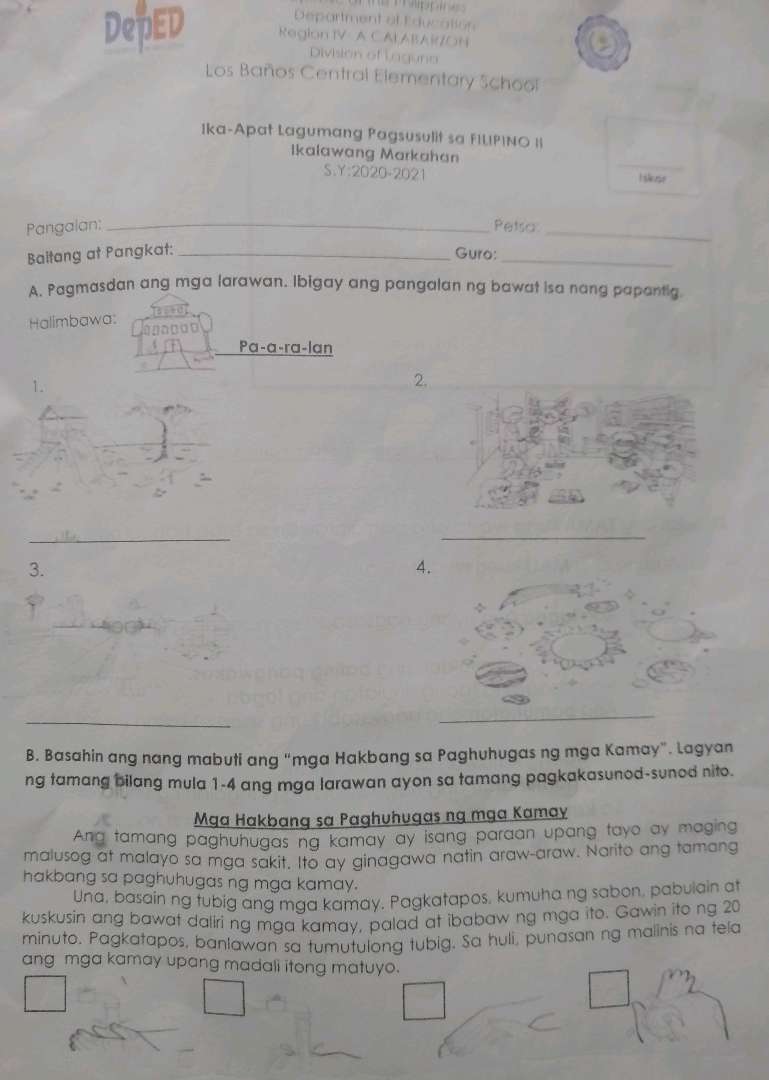 A Pagmasdan ang mga larawan Ibigay ang | StudyX