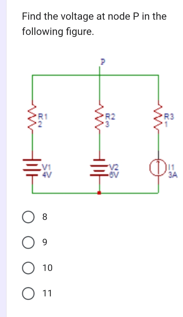 Find the voltage at node P in the following | StudyX