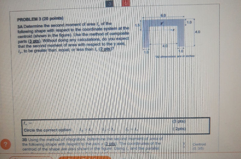 PROBLEM 3 (20 points) 3A Determine the | StudyX