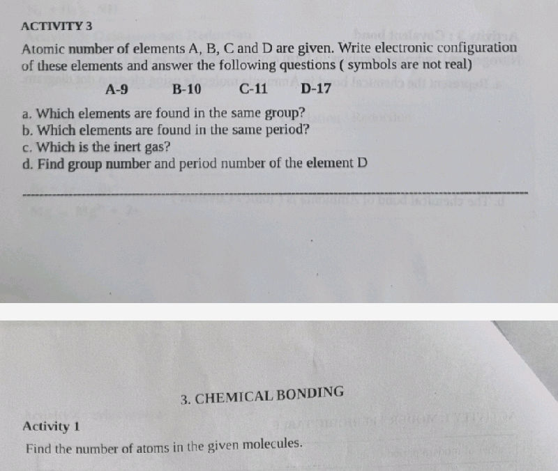 ACTIVITY 3 Atomic number of elements A B C | StudyX