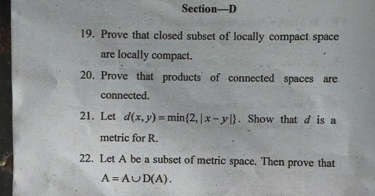 Section-D 19 Prove that closed subset of | StudyX