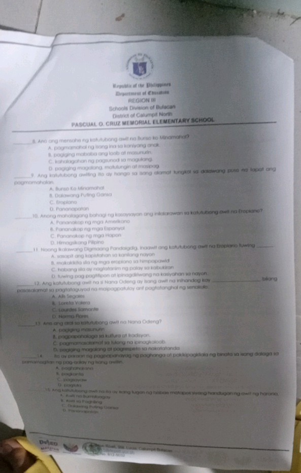 8 Ano ang mensahe ng katutubong awit na