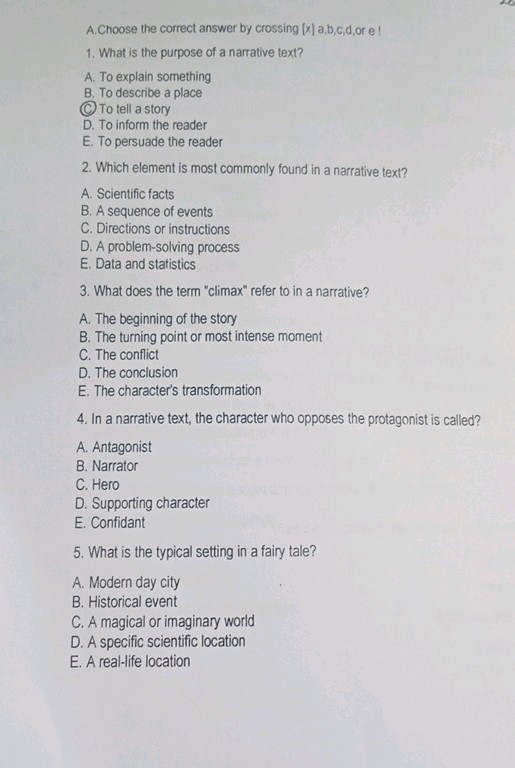 AChoose the correct answer by crossing x | StudyX