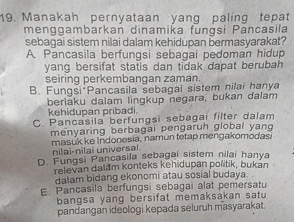 19 Manakah pernyataan yang paling tepat | StudyX