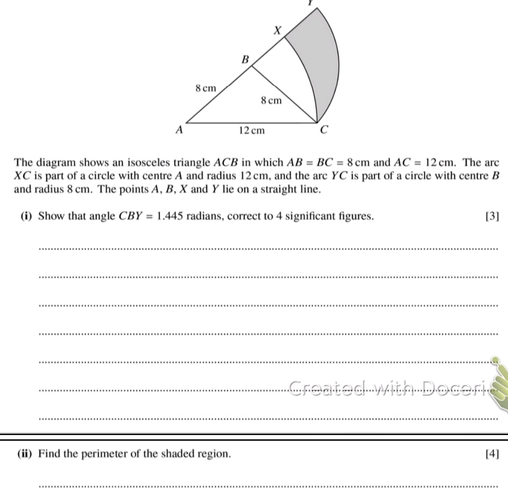 The diagram shows an isosceles triangle ACB | StudyX