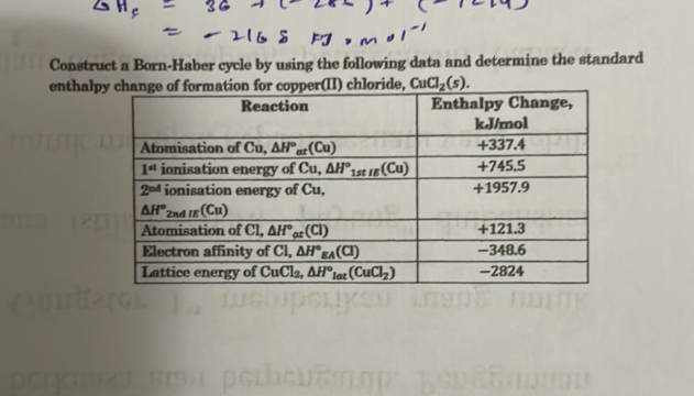 Construct a Born Haber cycle by using the | StudyX