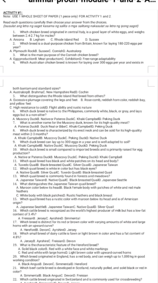 ACTIVITY an Note USE 1 WHOLE SHEET OF PAPER | StudyX