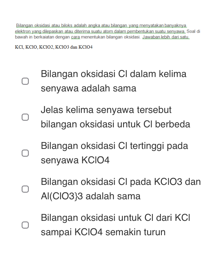 Bilangan oksidasi atau biloks adalah angka | StudyX
