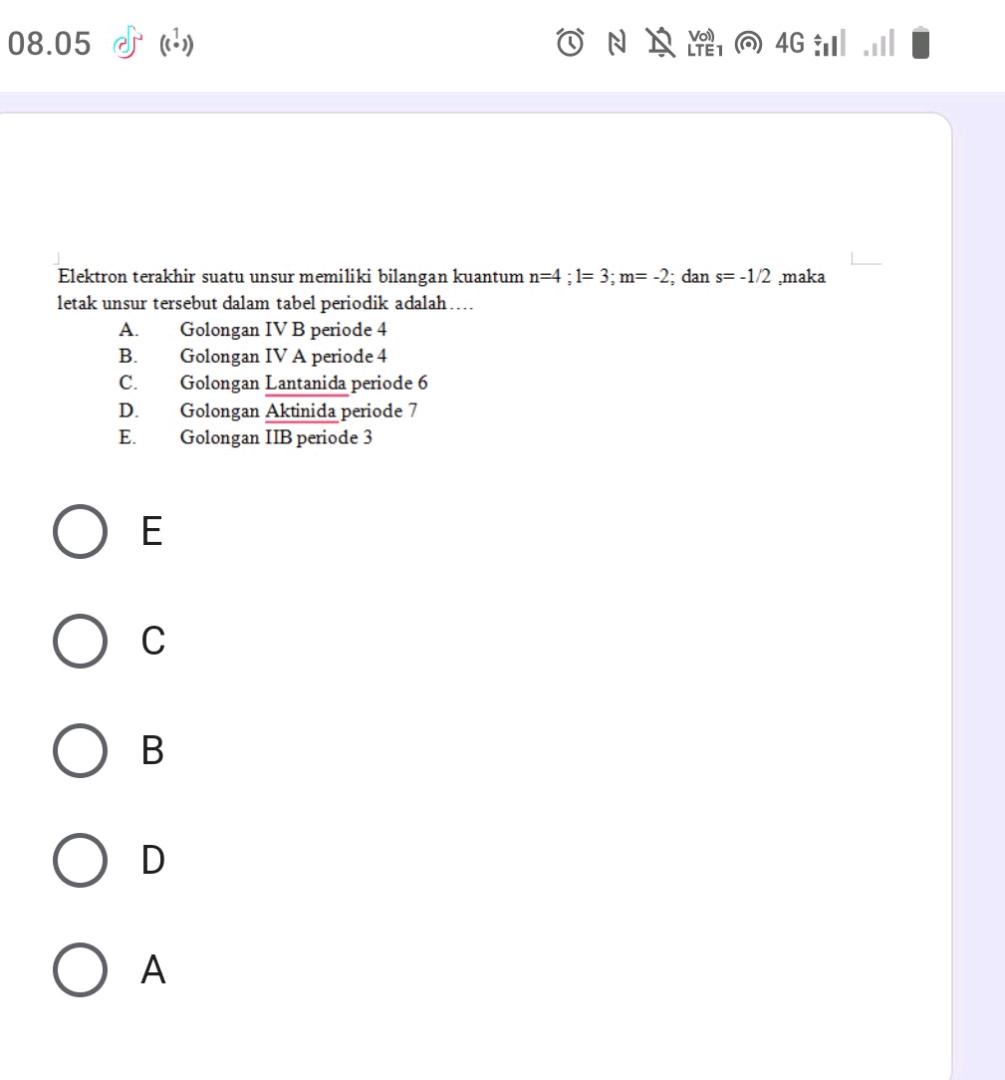 Elektron terakhir suatu unsur memiliki | StudyX