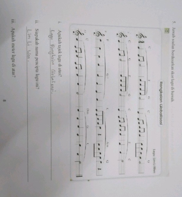 5 Jawab soalan berdasarkan skor lagu di