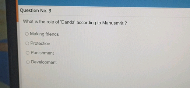 Question No 9 What is the role of Danda | StudyX