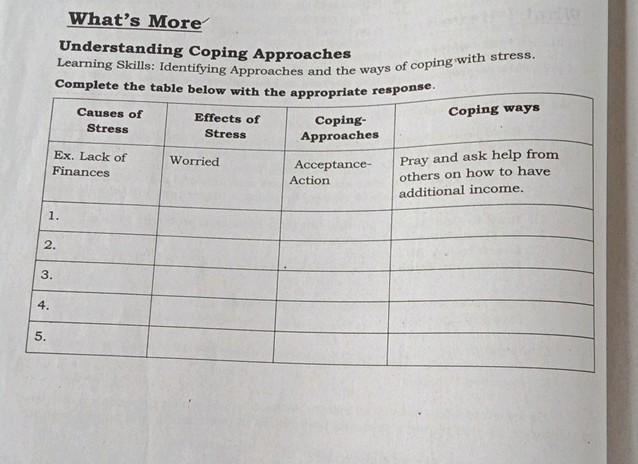 Whats More Understanding Coping Approaches | StudyX