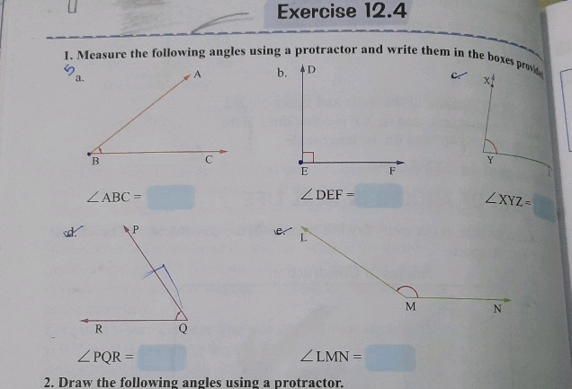 Exercise 124 1 Measure the following angles | StudyX
