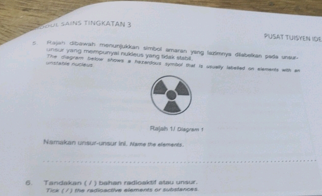 5 Rajah dibawah menunjukkan simbol amaran | StudyX