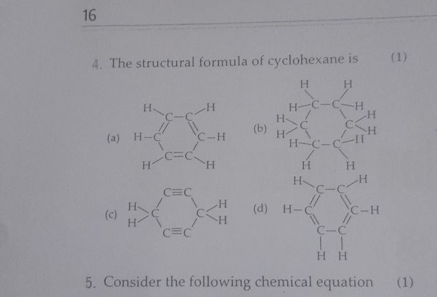 4 The structural formula of cyclohexane is | StudyX
