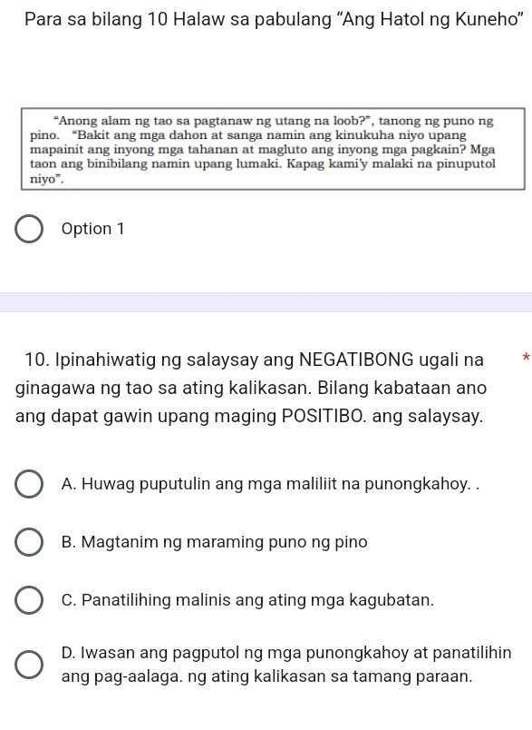 Para sa bilang 10 Halaw sa pabulang Ang | StudyX
