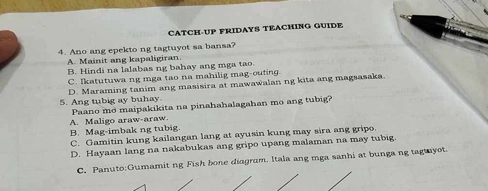 4 Ano ang epekto ng tagtuyot sa bansa A | StudyX