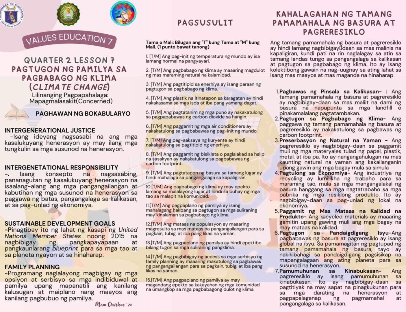 PAGSUSULIT VALUES EDUCATION 7 QUARTER 2 | StudyX