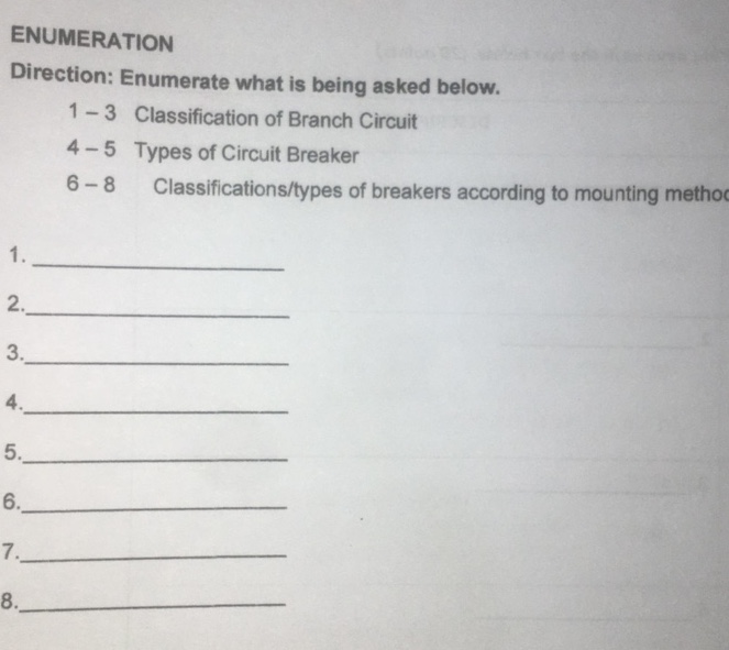 ENUMERATION Direction Enumerate what is | StudyX