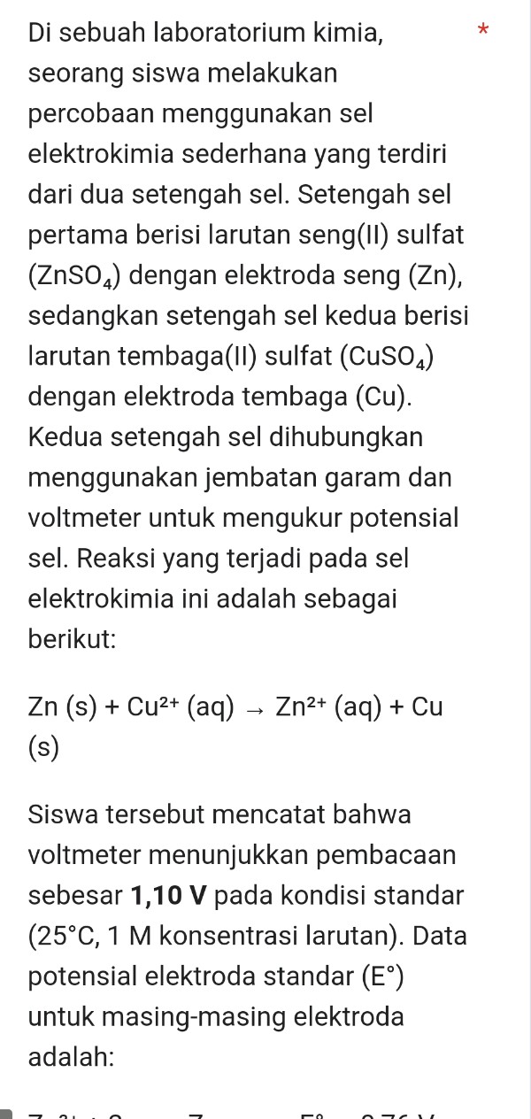 Di sebuah laboratorium kimia seorang siswa | StudyX