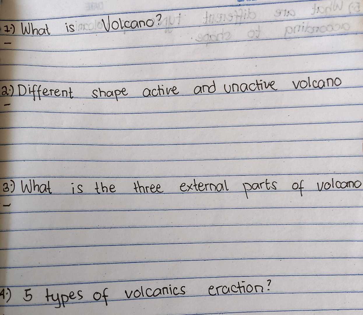1) What is in Volcano 2) Different shape | StudyX