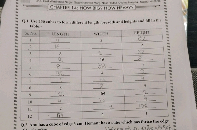 Q1 Use 256 cubes to form different length | StudyX
