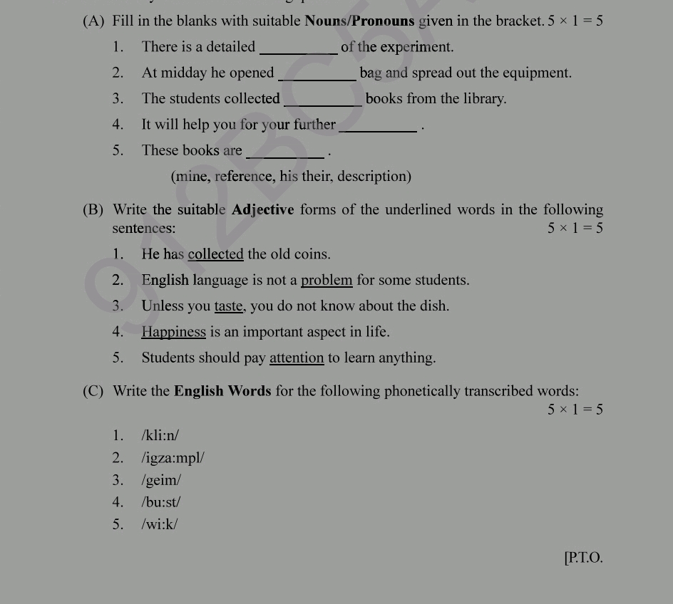 (A) Fill in the blanks with suitable | StudyX