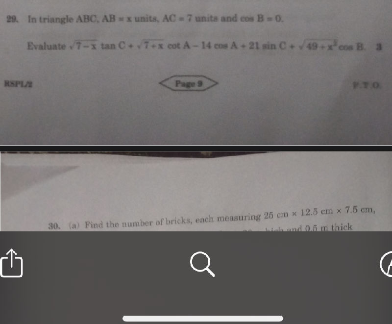 29 In triangle ABC AB = x units AC = 7 units | StudyX