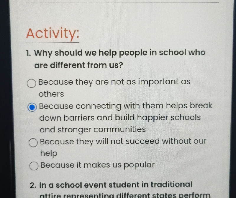 Activity 1 Why should we help people in | StudyX