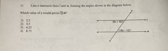 11 Line n intersects lines l and m forming | StudyX