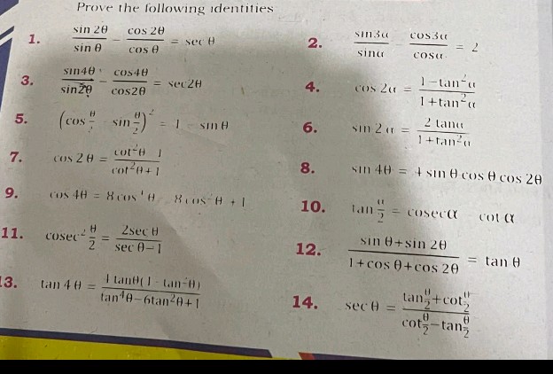Prove the following identities 1 sin2 sin | StudyX