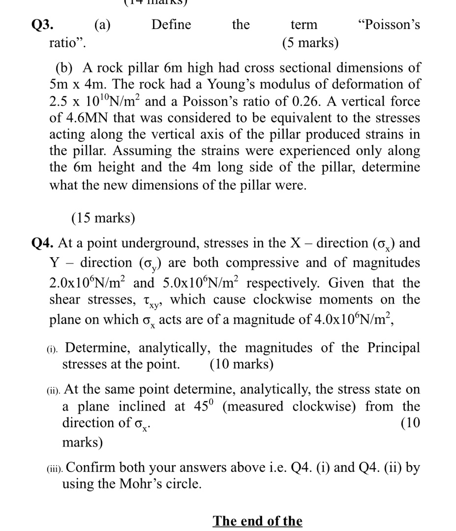 Q3 (a) Define the term Poissons ratio (5 | StudyX