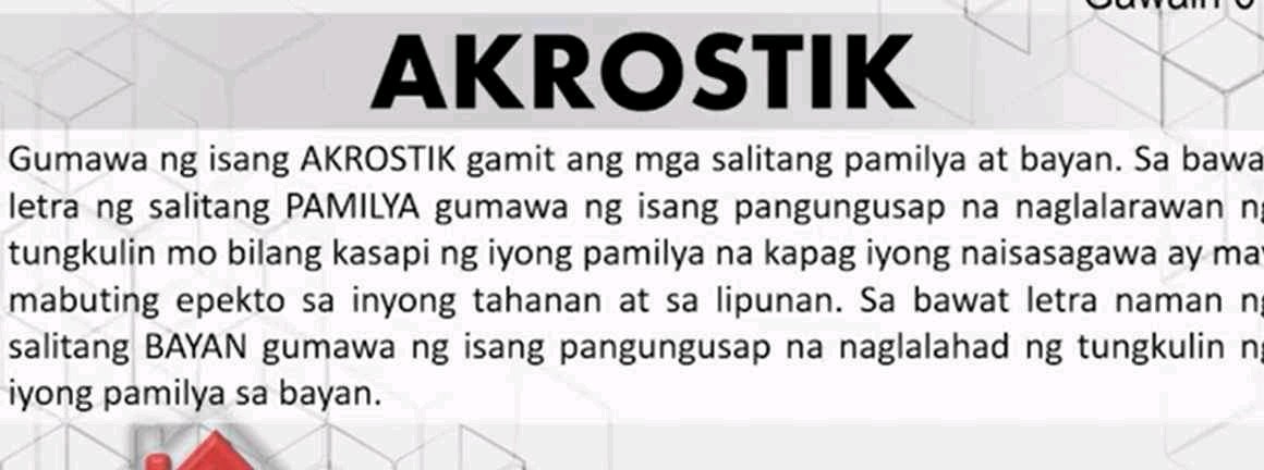 AKROSTIK Gumawa ng isang AKROSTIK gamit ang | StudyX