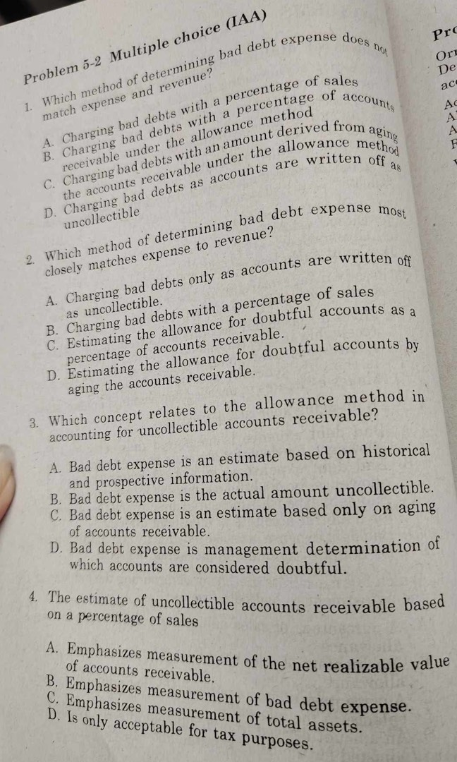 Problem 5-2 Multiple choice (IAA) 1 Which | StudyX