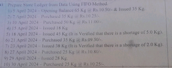 Prepare Store Ledger from Data Using FIFO | StudyX