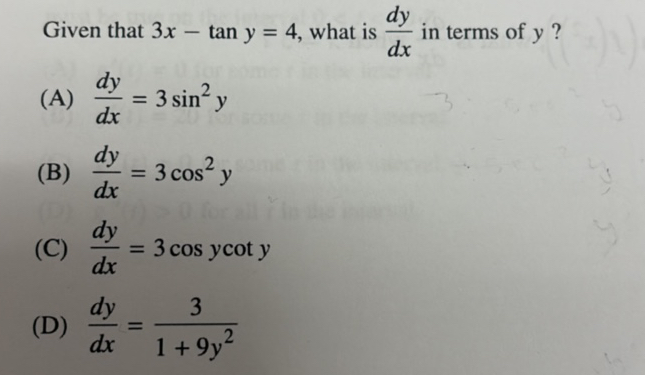Given That 3x Y 4 What Is Dydx In Terms Studyx