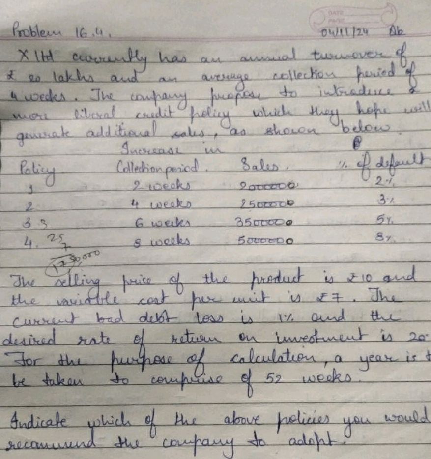 Problem 164 XItd currently has an annual | StudyX