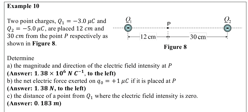 Example 10 Two point charges Q = -30 C and Q | StudyX