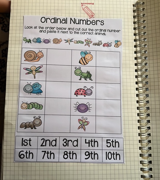 Ordinal Numbers Look at the order below and | StudyX