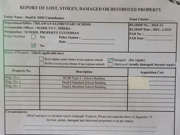 REPORT OF LOST STOLEN DAMAGED OR DESTROYED | StudyX