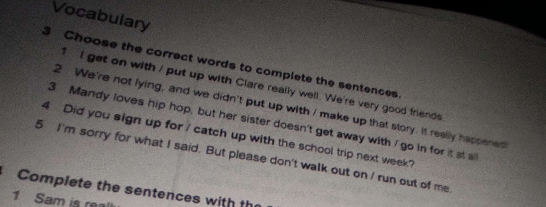 Vocabulary3 Choose the correct words to | StudyX