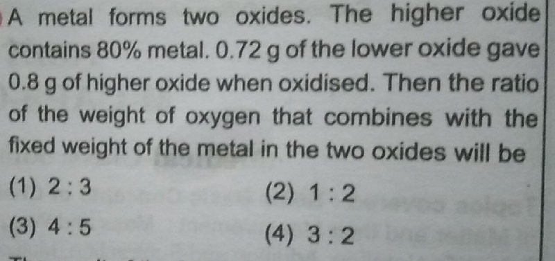 A metal forms two oxides The higher oxide | StudyX